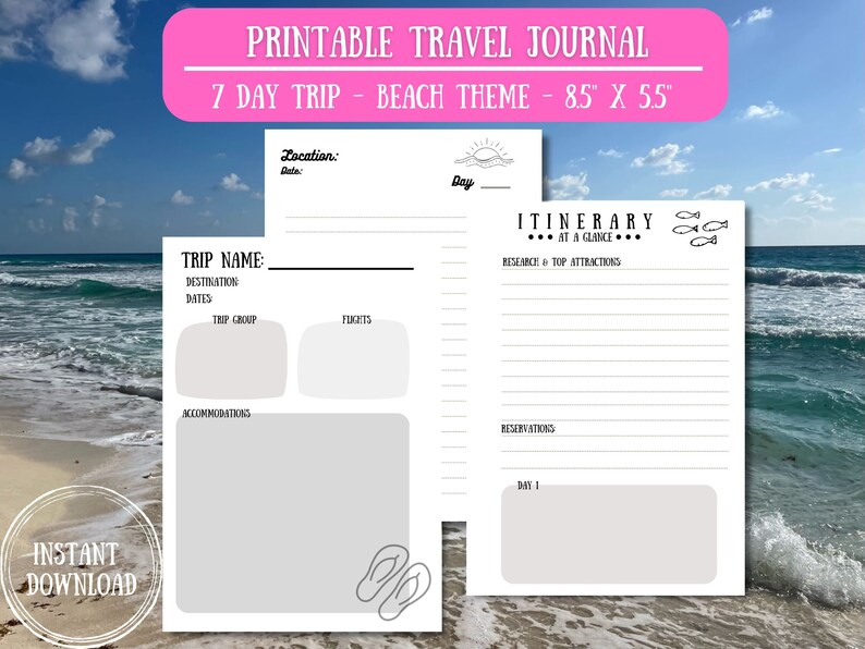 Printable Travel Itinerary and Journal for Junior Discbound Notebook ...