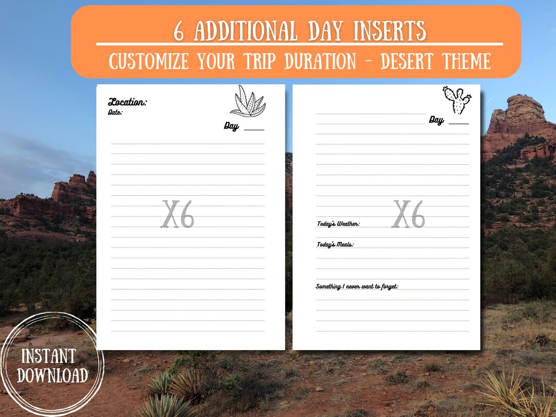 Discbound Printable Journal Pages. Additional 6 Day Journal Inserts ...
