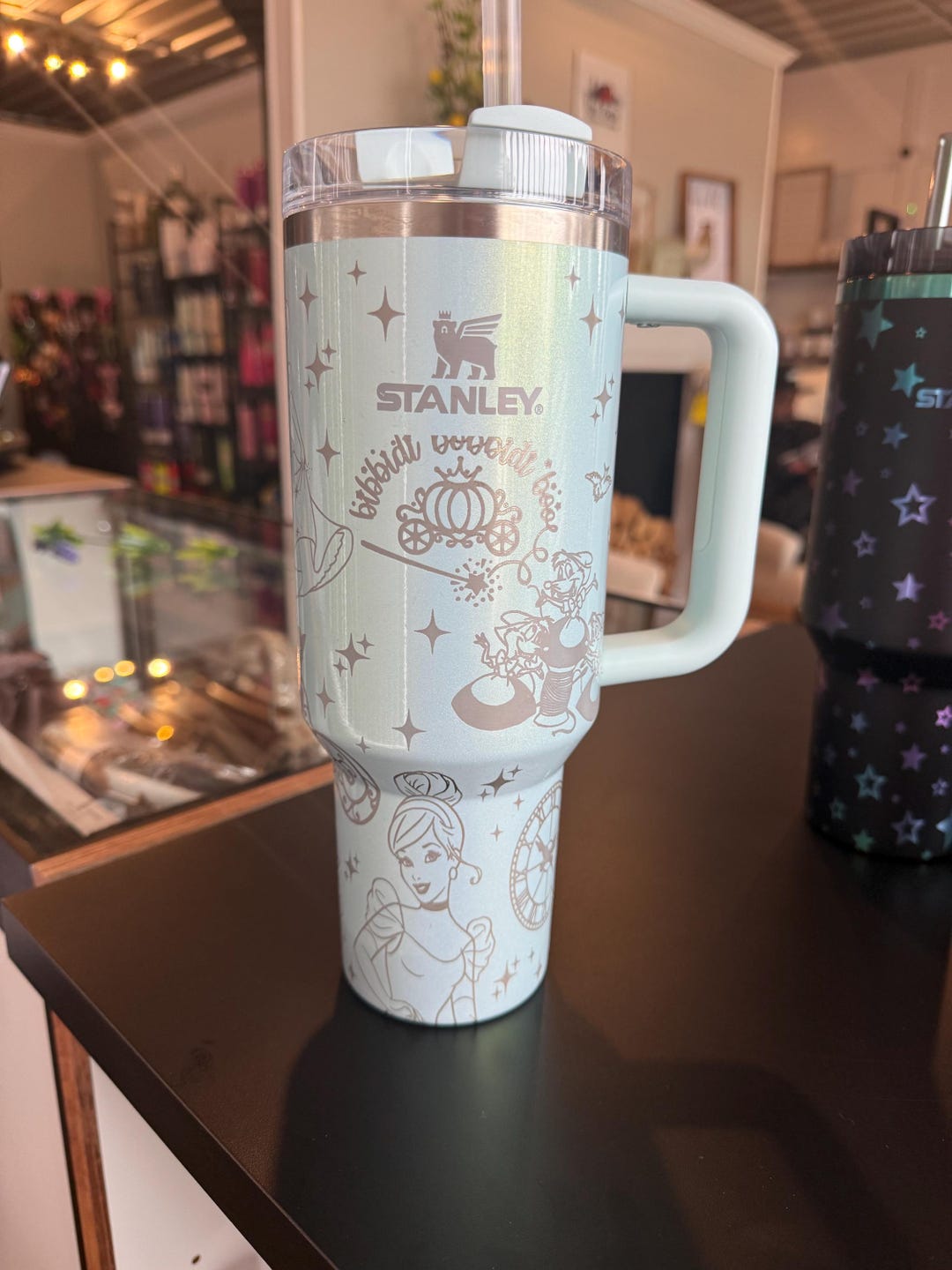 Cinderella Inspired 40oz Stanley Tumbler – Blueberry Milk | Laser ...