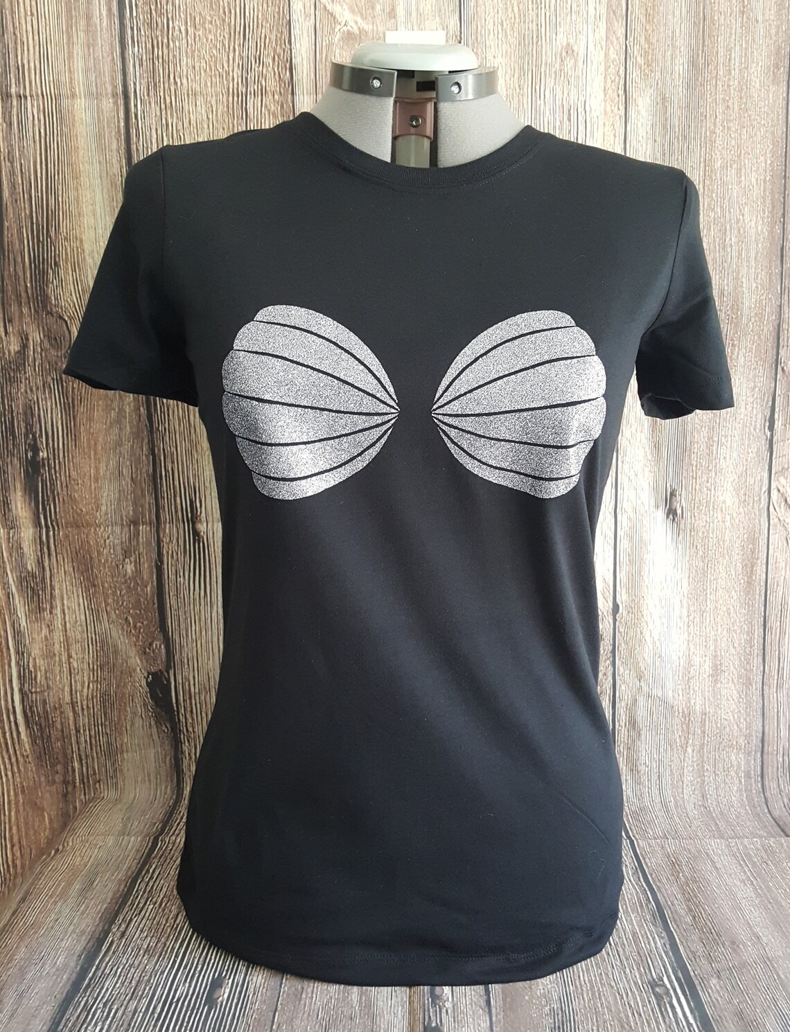 Little Mermaid Shirt Silver Glitter Ariel Seashell Bra Sea - Etsy