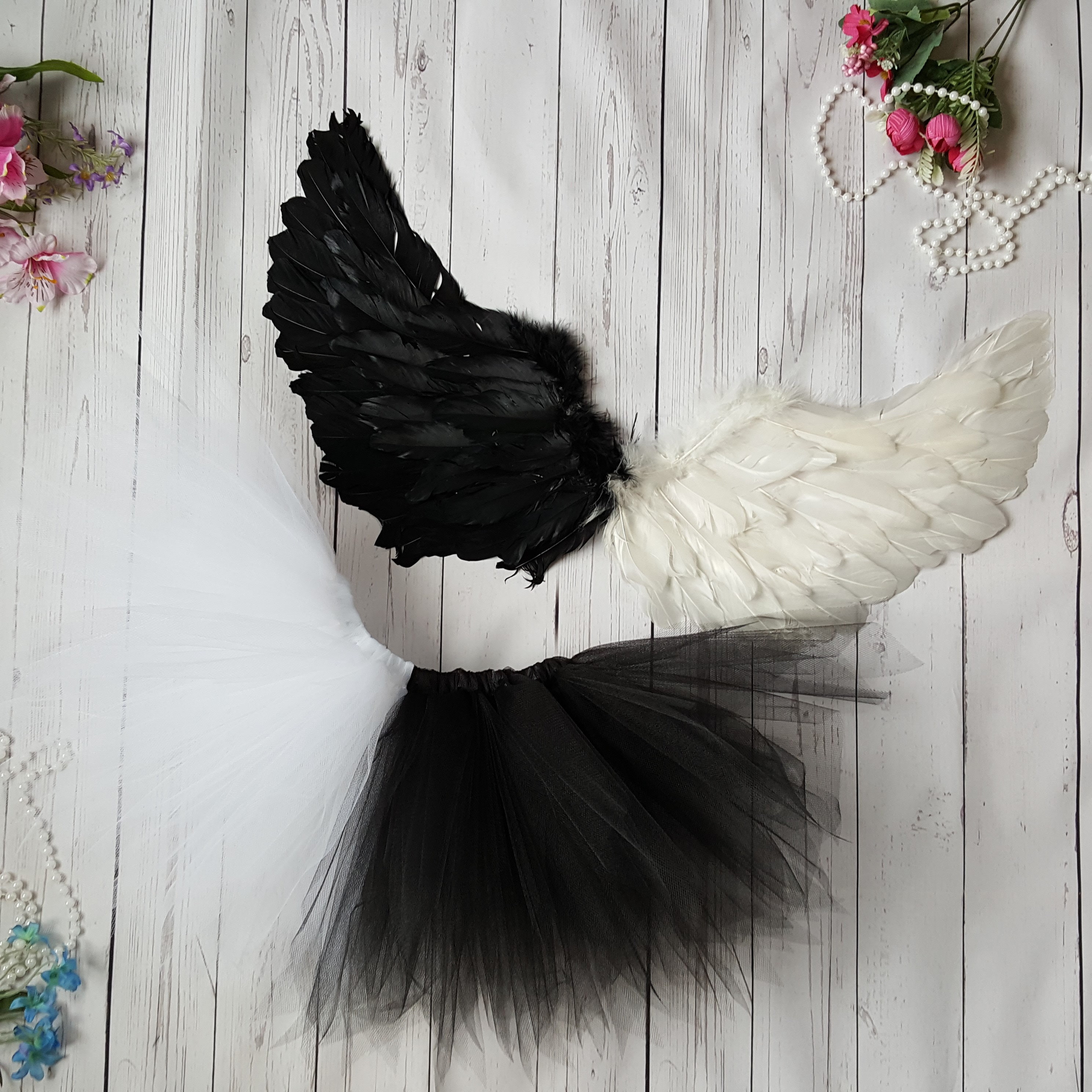 SAMPLE SALE - Black White Angel Demon Tutu Costume - Tutu Only - Etsy