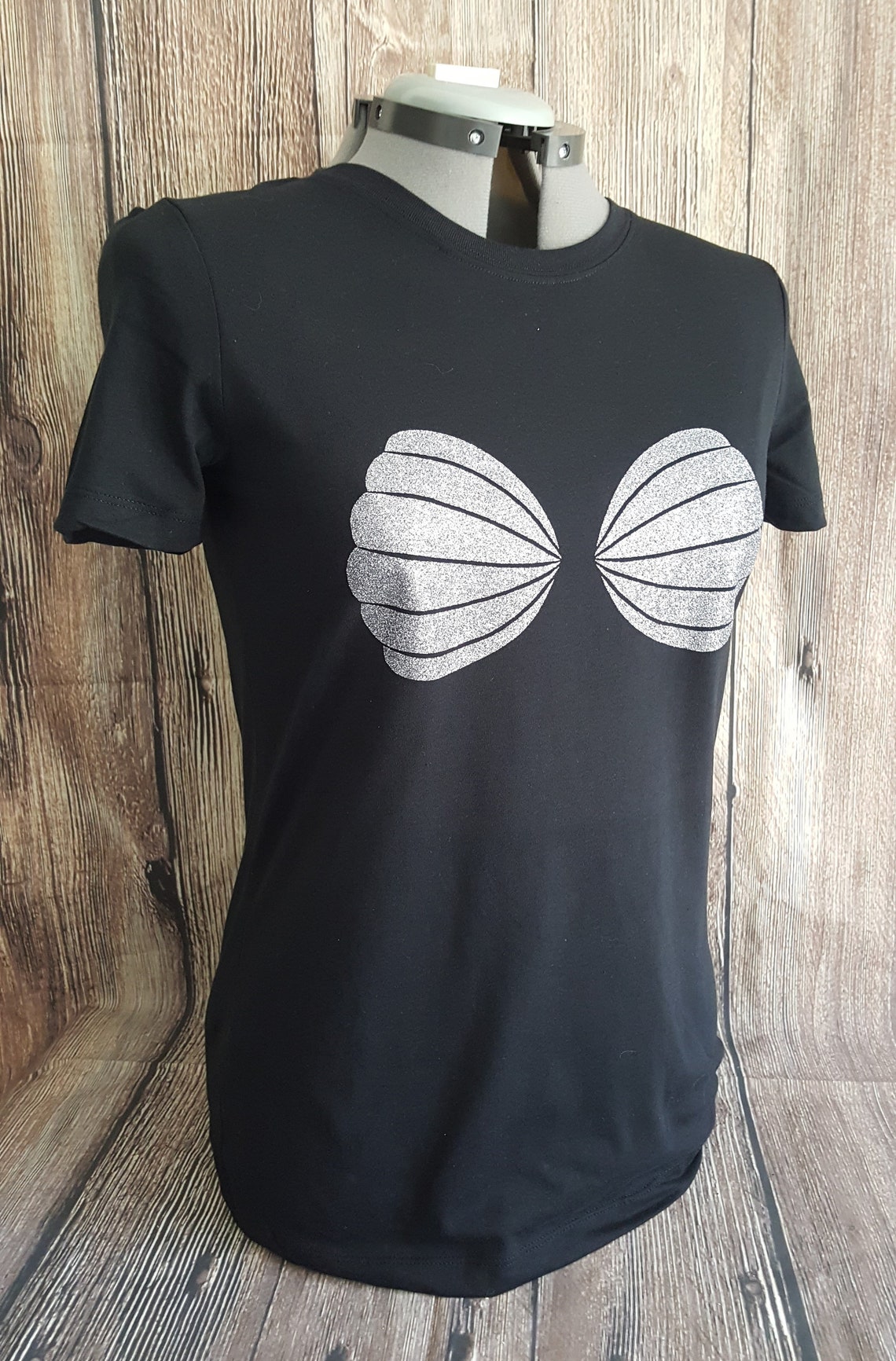 Little Mermaid Shirt Silver Glitter Ariel Seashell Bra Sea - Etsy