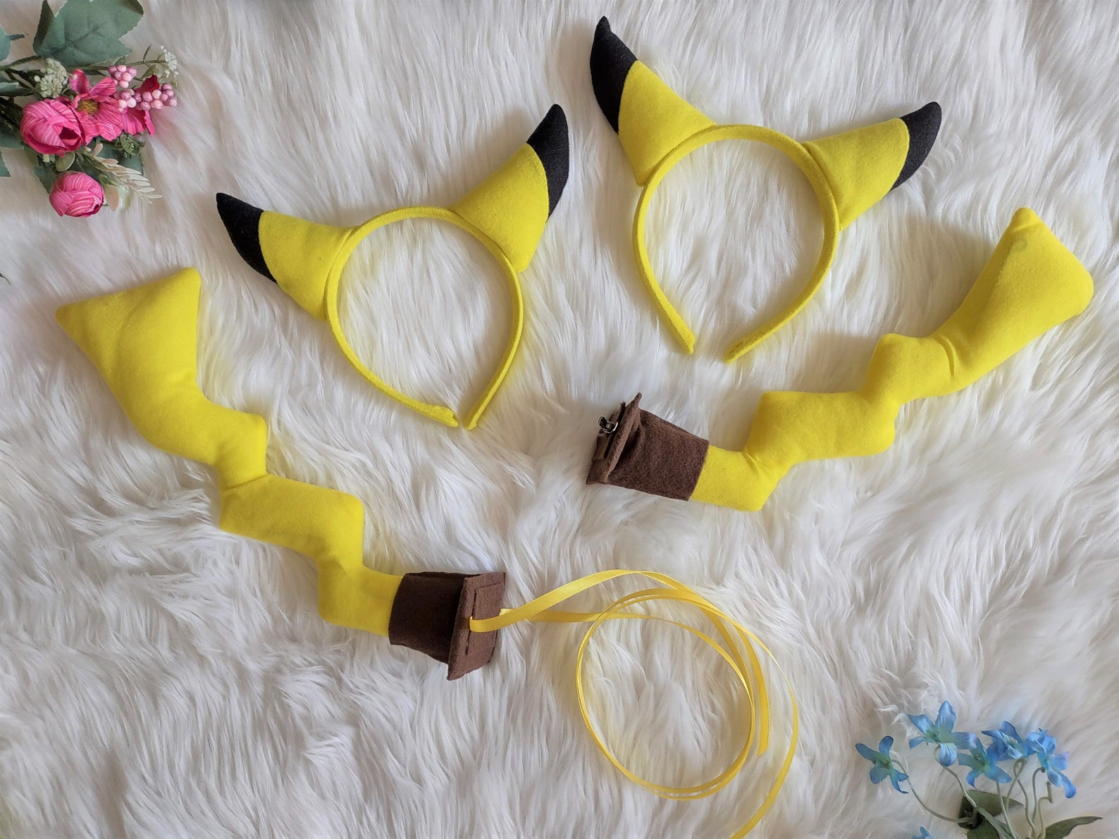 Girls Pocket Monster Pika Costume Accessories Headband Ears and Tail - Etsy