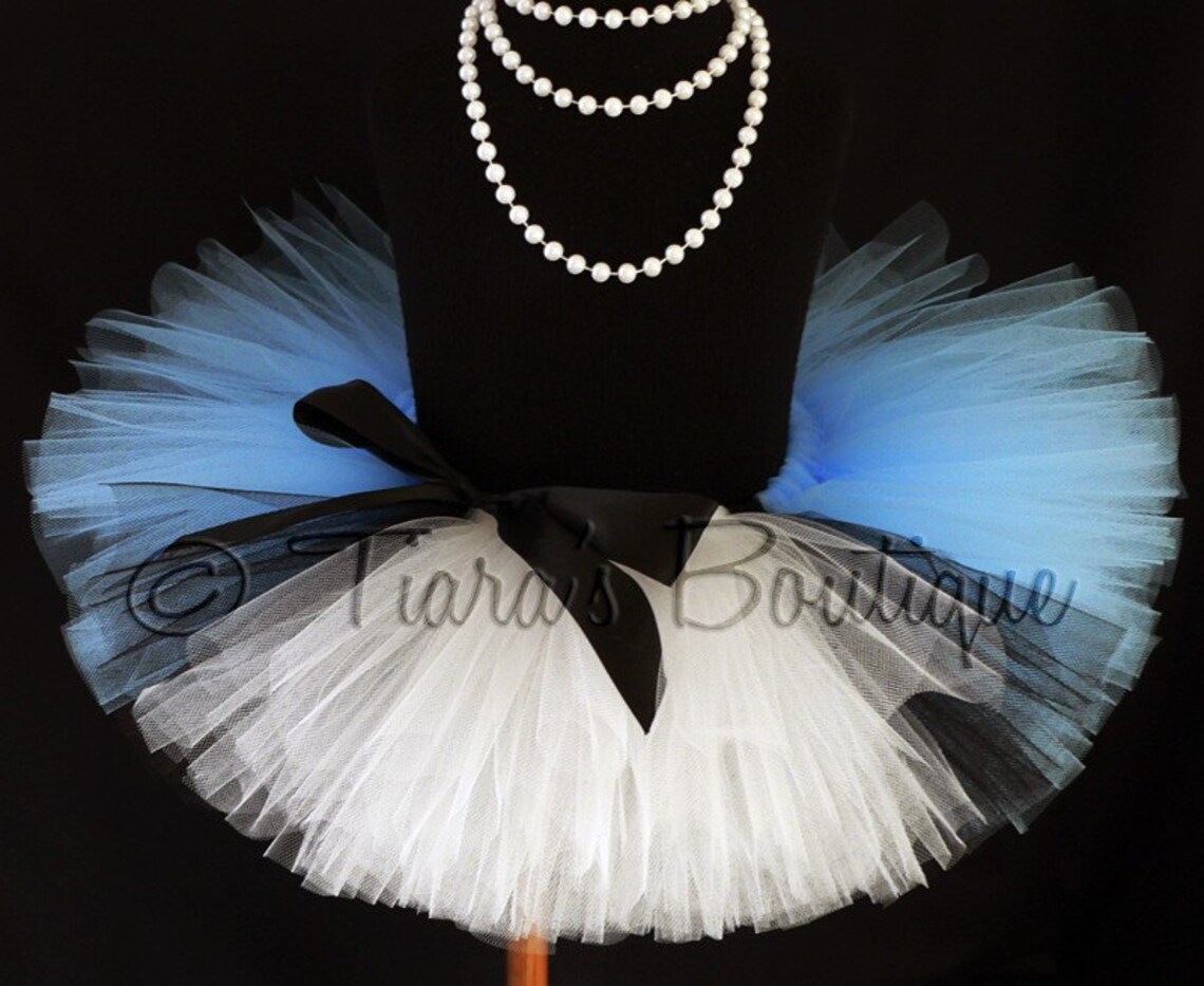 Girls Costume Tutu, Blue Black and White Tutu W/ Apron Look, Custom ...