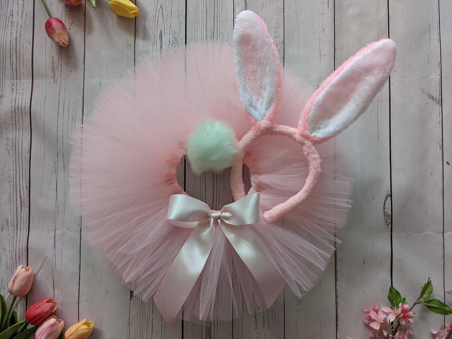 Pink and White Bunny Tutu Set Girls Easter Pink w/ White Bunny | Etsy