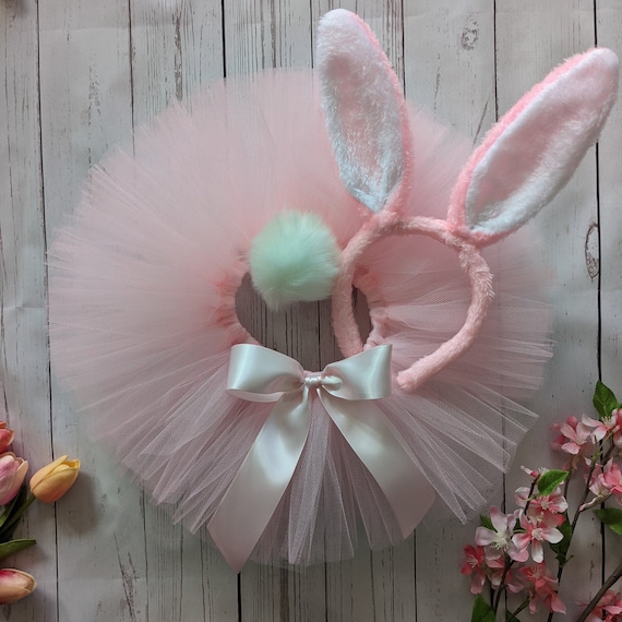 Pink Bunny Tutu Set Girls Easter Bunny Ears and Tail Pink Tutu | Etsy