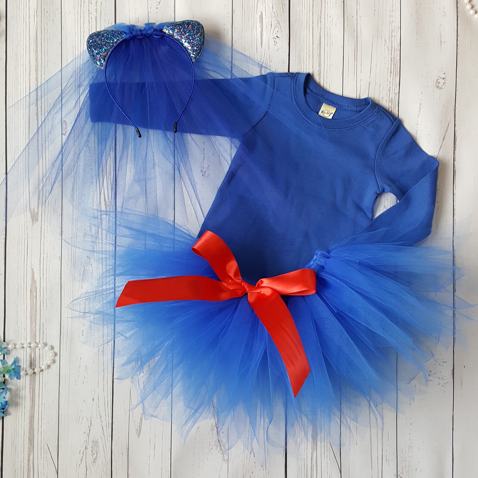 Girls Sonic Costume With Tutu Shirt and Ears Headband Royal | Etsy