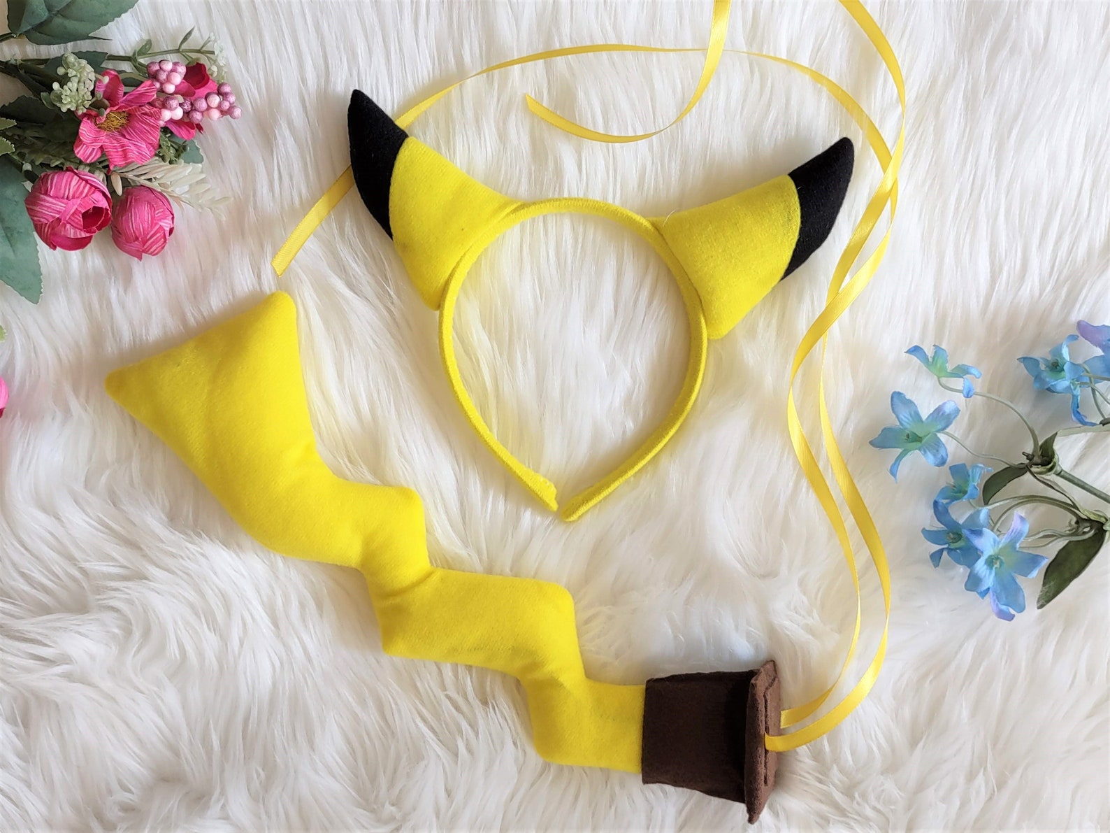 Girls Pocket Monster Pika Costume Accessories Headband Ears and Tail - Etsy