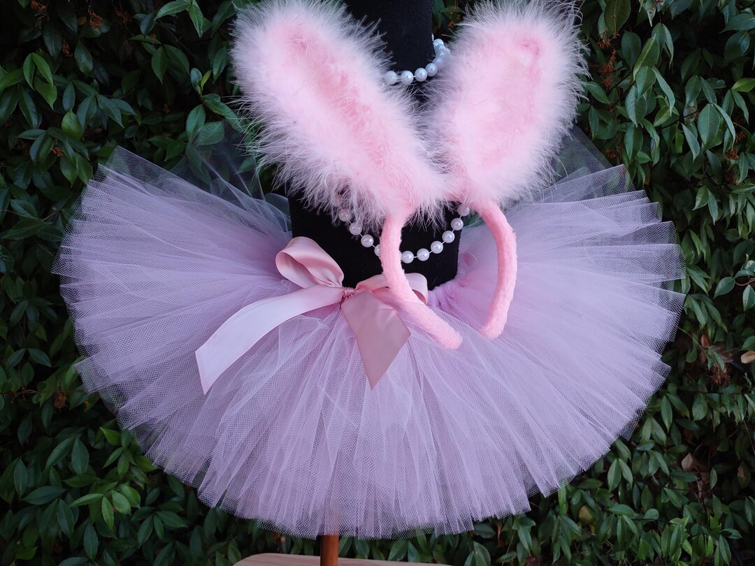Pink Bunny Tutu Set Girls Easter Bunny Ears and Tail 8" Tutu Baby ...