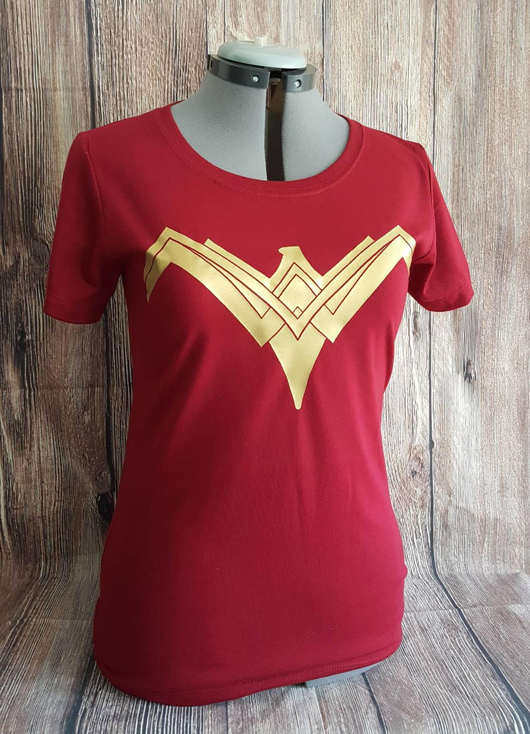 Superhero Woman Costume Shirt, Super Hero Woman Breastplate Emblem Gold ...
