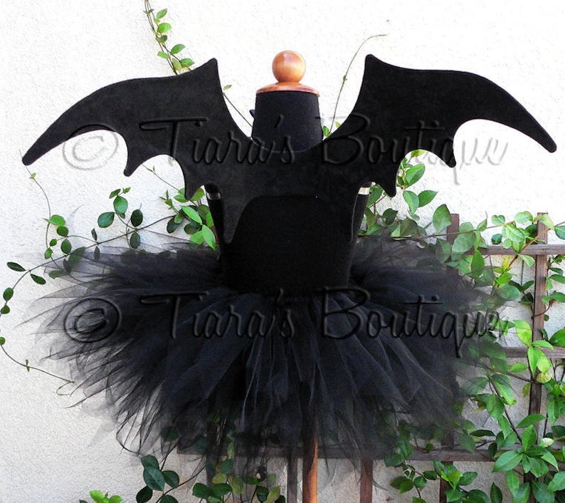 Halloween Costume Tutu & Wing Set - Black Bat Wings and Custom 11 ...