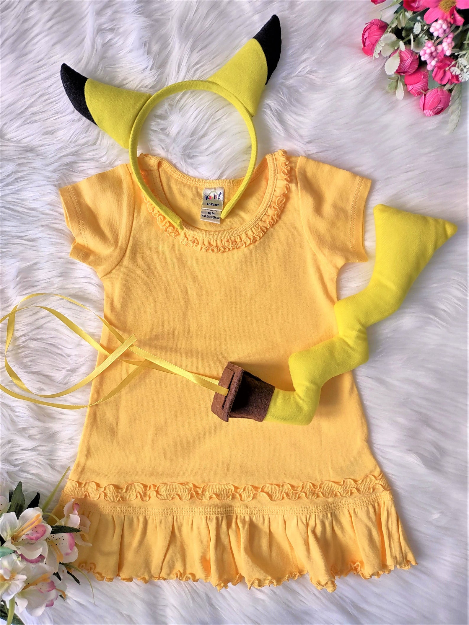 Girls Pocket Monster Pika Costume Accessories Headband Ears and Tail - Etsy