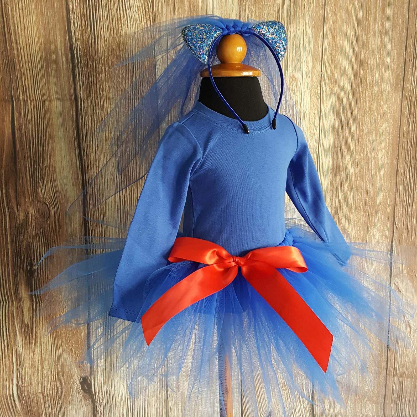 Girls Costume With Tutu Shirt and Ears Headband Royal Blue - Etsy