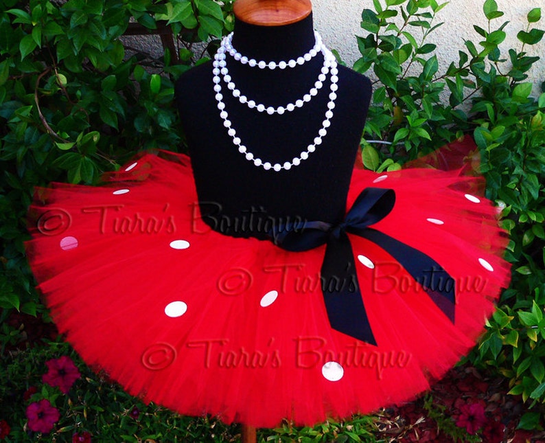 Girls Tutu, Red Minnie Tutu, Red Tutu W/ White Spots, Sewn Tutu for ...