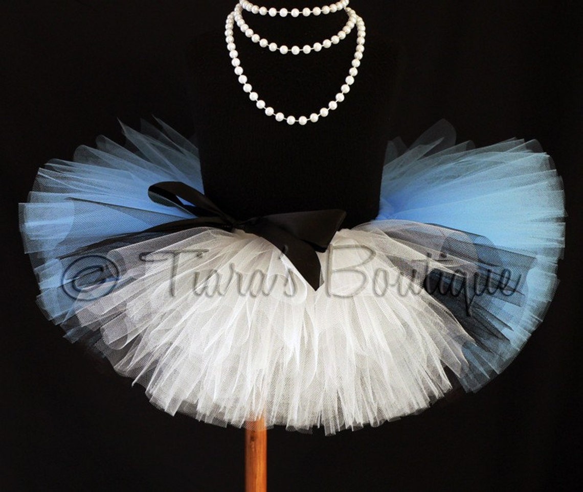 Girls Costume Tutu, Blue Black and White Tutu W/ Apron Look, Custom ...