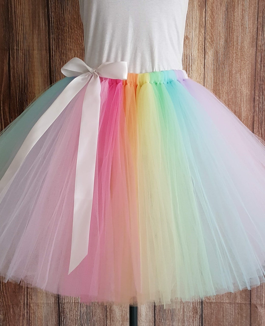 Pastel Rainbow Women's Tutu, 24" Long Less Full Tutu, Pink, Peach ...