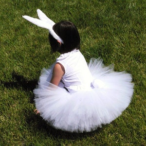 White Sewn Tutu With Bunny Ears and Tail WHITE RABBIT 3 Piece Bunny ...