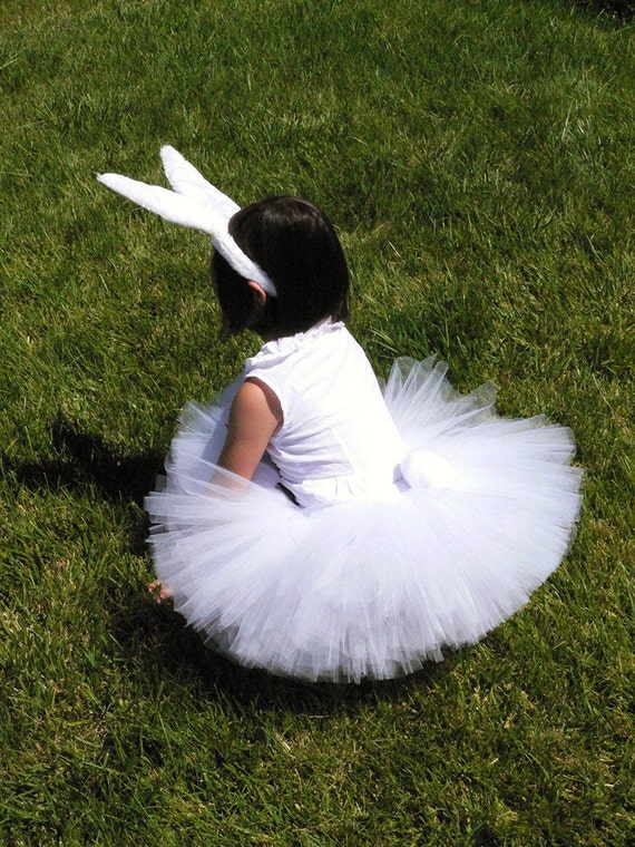 White Sewn Tutu With Bunny Ears and Tail WHITE RABBIT 3 | Etsy