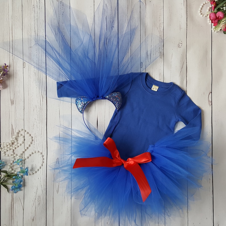 Girls Sonic Costume with Tutu Shirt and Ears Headband Royal | Etsy