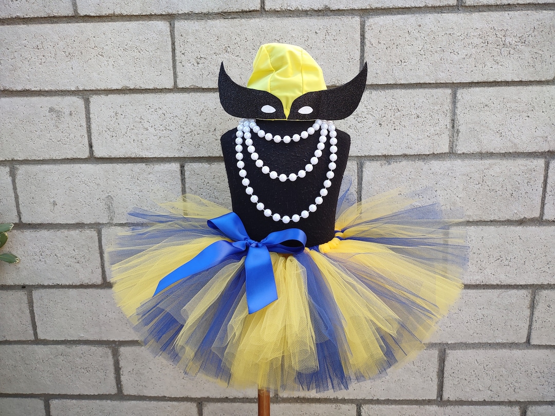 Girls Wolverine Costume Yellow Blue Clawed Superhero Costume, Superhero ...