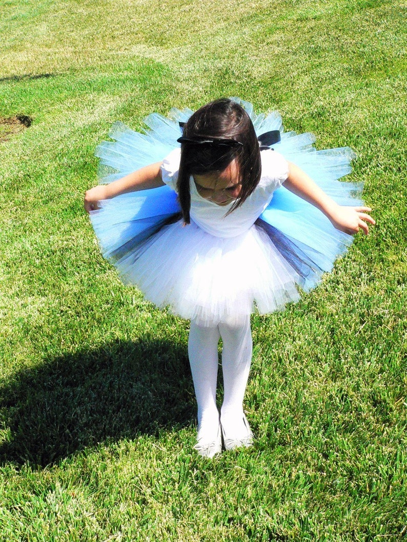 Custom Sewn Blue Black White Tutu W/ Apron Look, Alice, 12" Tutu, Sizes ...