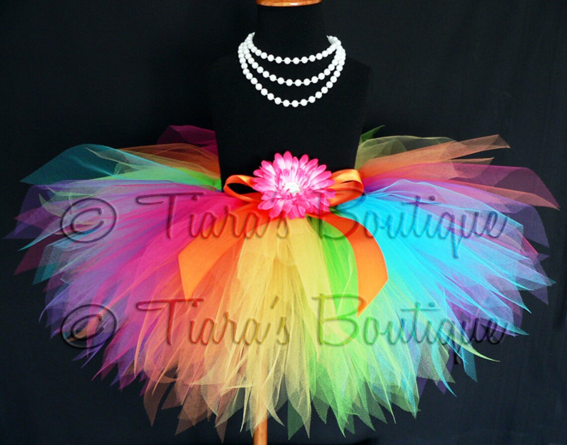 Girls Birthday Tutu Rainbow Tutu Custom Sewn 11'' - Etsy