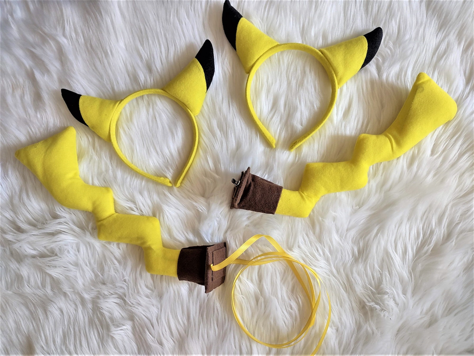 Girls Pocket Monster Pika Costume Accessories Headband Ears and Tail - Etsy
