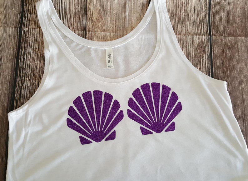 Mermaid Shirt Seashell Sea Shell Shirt Purple Glitter - Etsy