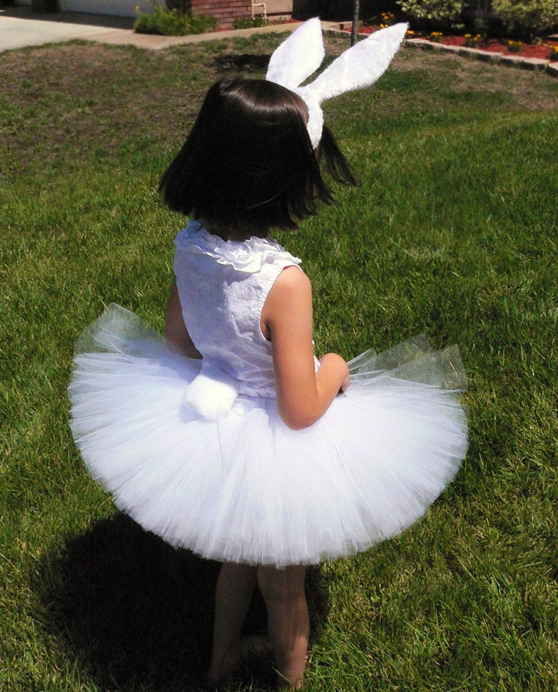 White Sewn Tutu With Bunny Ears and Tail WHITE RABBIT 3 | Etsy