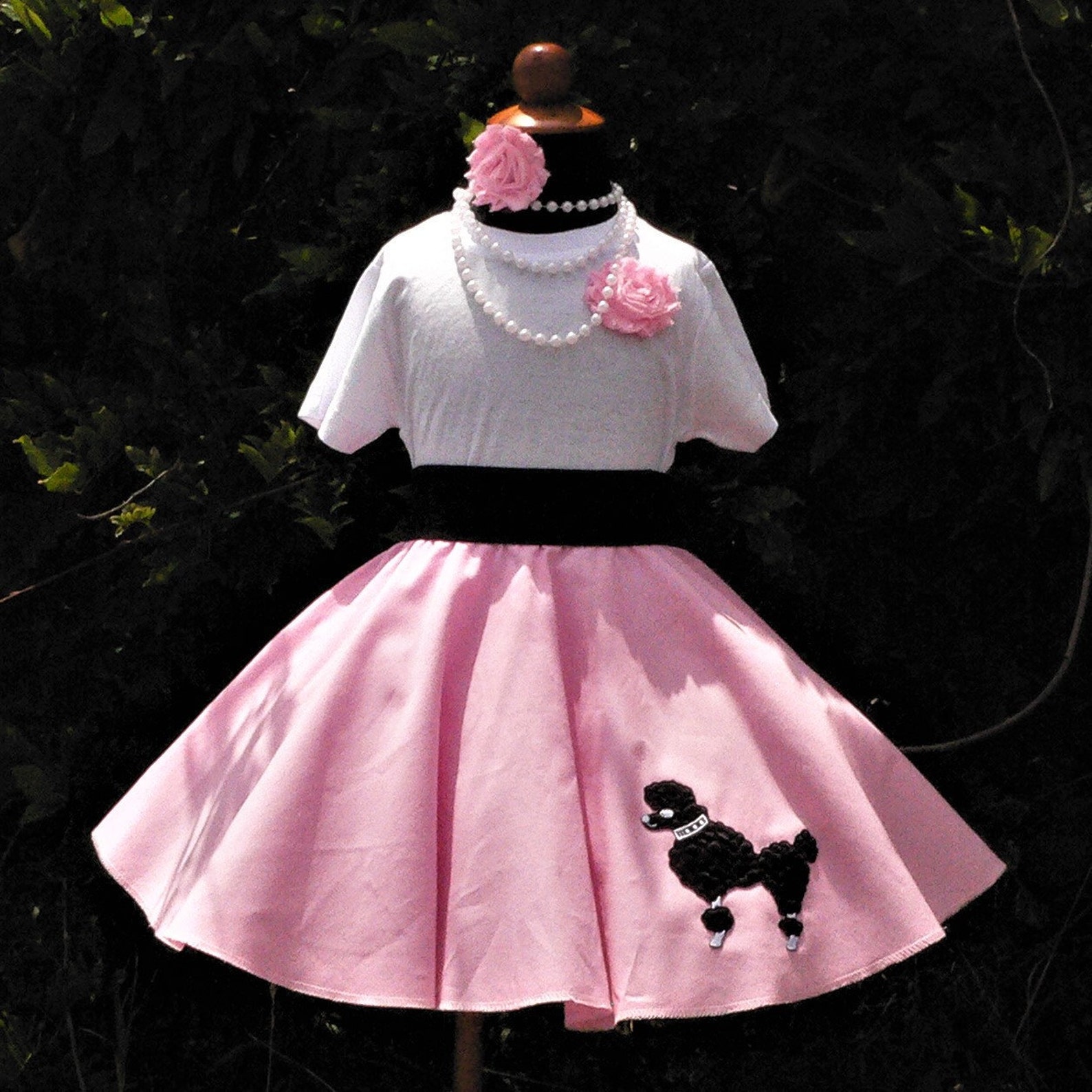 Retro 50's Sock Hop Pink Circle Skirt With Black Poodle Pink Poodle ...