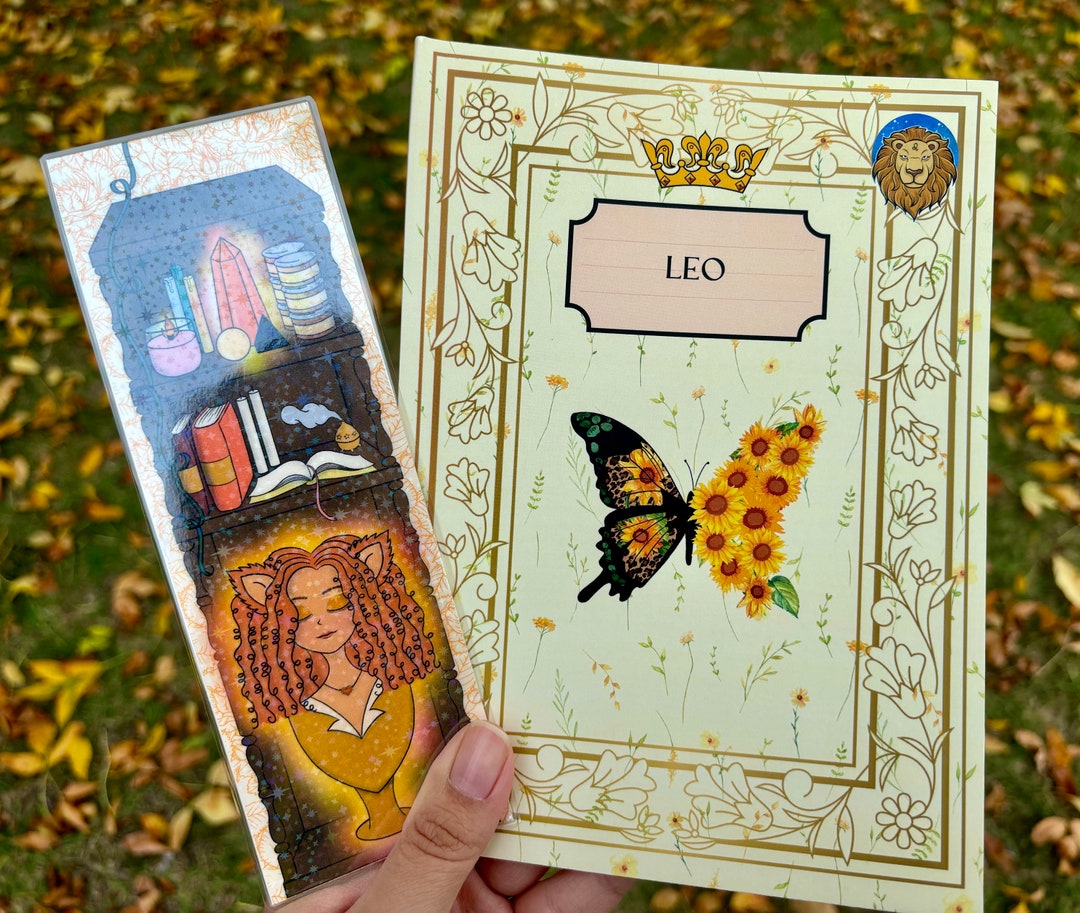 Leo Zodiac Journal & Holographic Bookmark: Astrology Notebook - Etsy