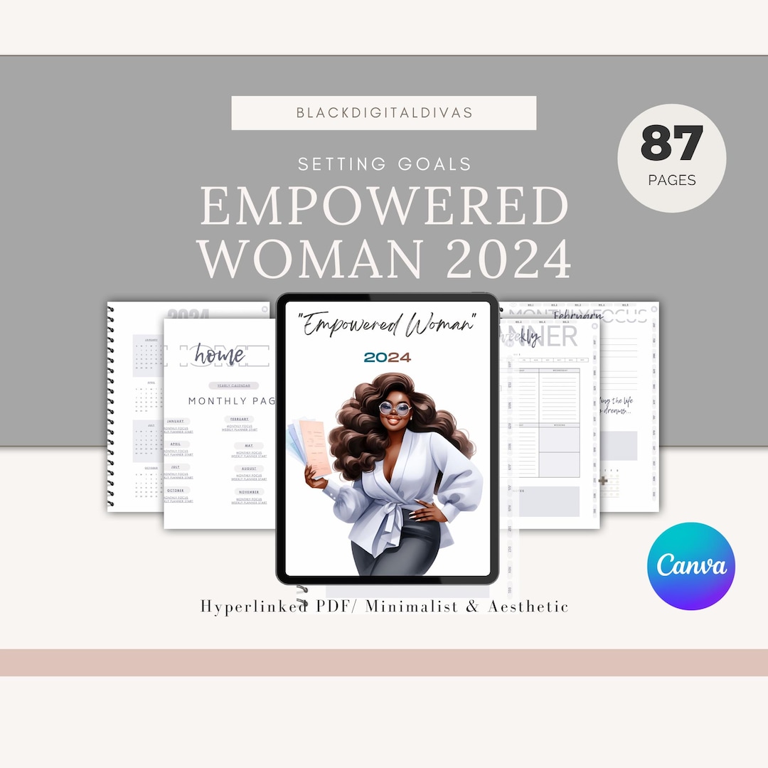 Empowered Woman 2024 Digital Planner: Hyperlinked Journal (canva ...