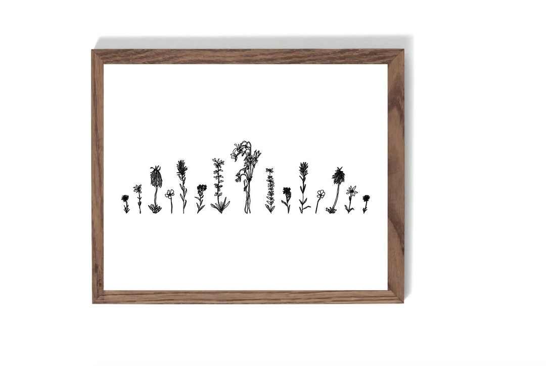 Wildflowers - Single Line Drawing Print - Etsy