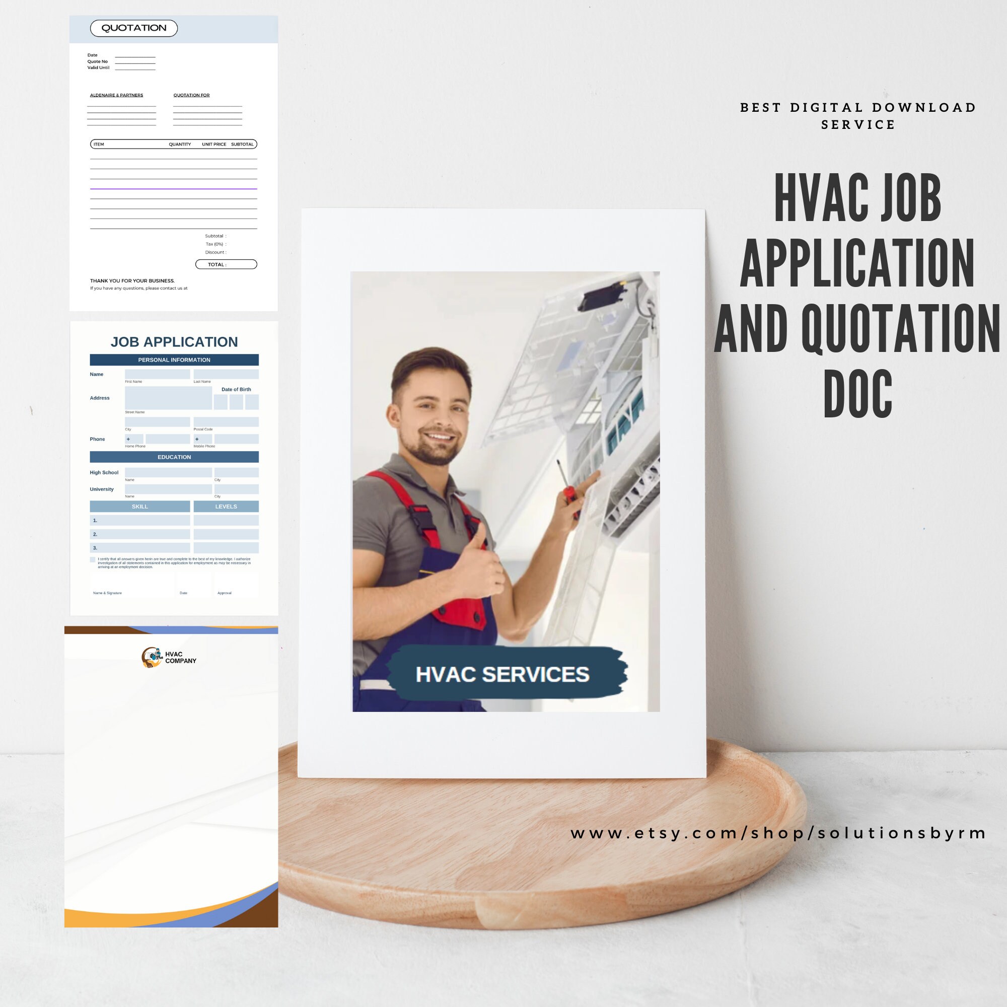 HVAC Job Application and Quotation Document Template, Professional HVAC ...