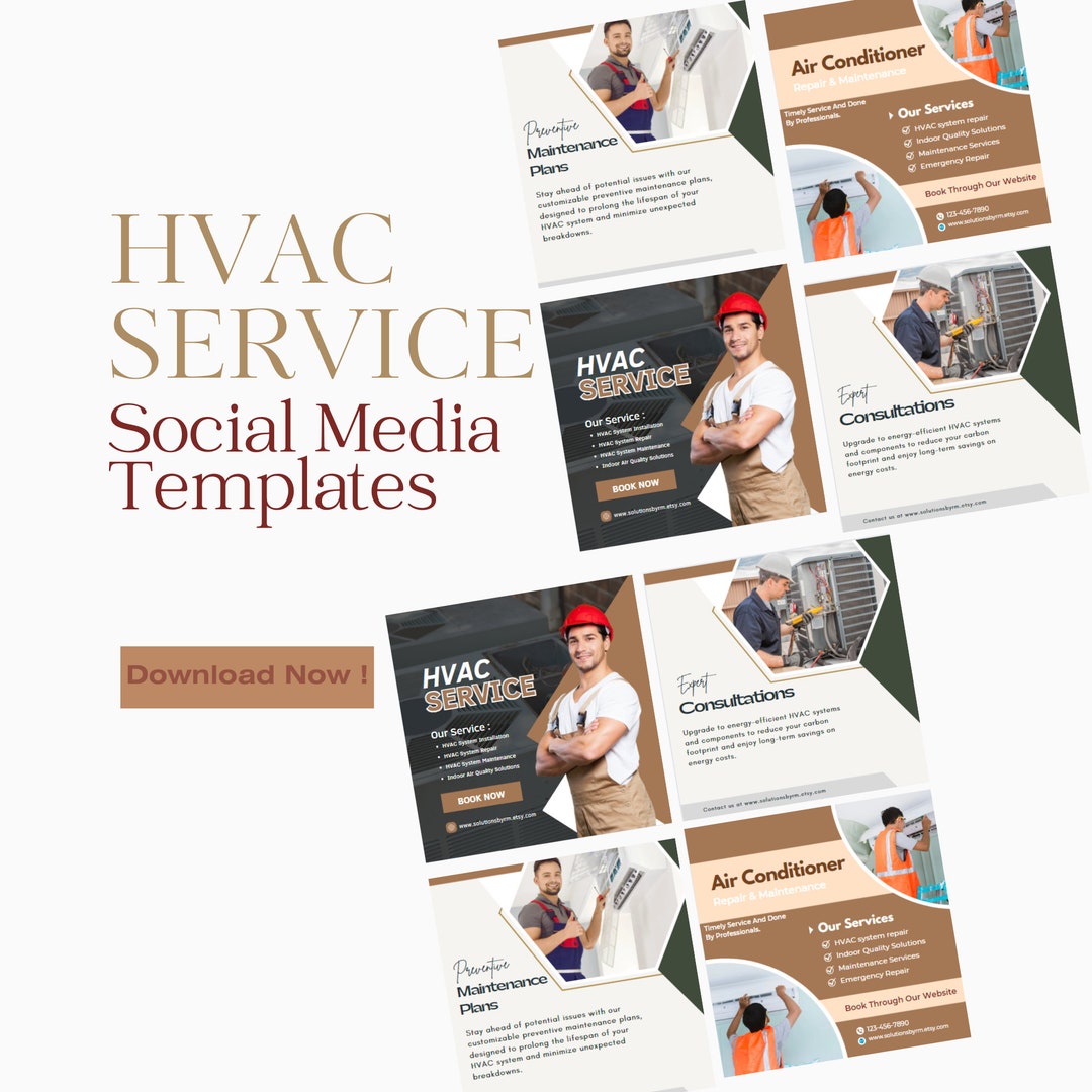 HVAC Repair Service Flyer Social Media Post Template, Editable AC ...