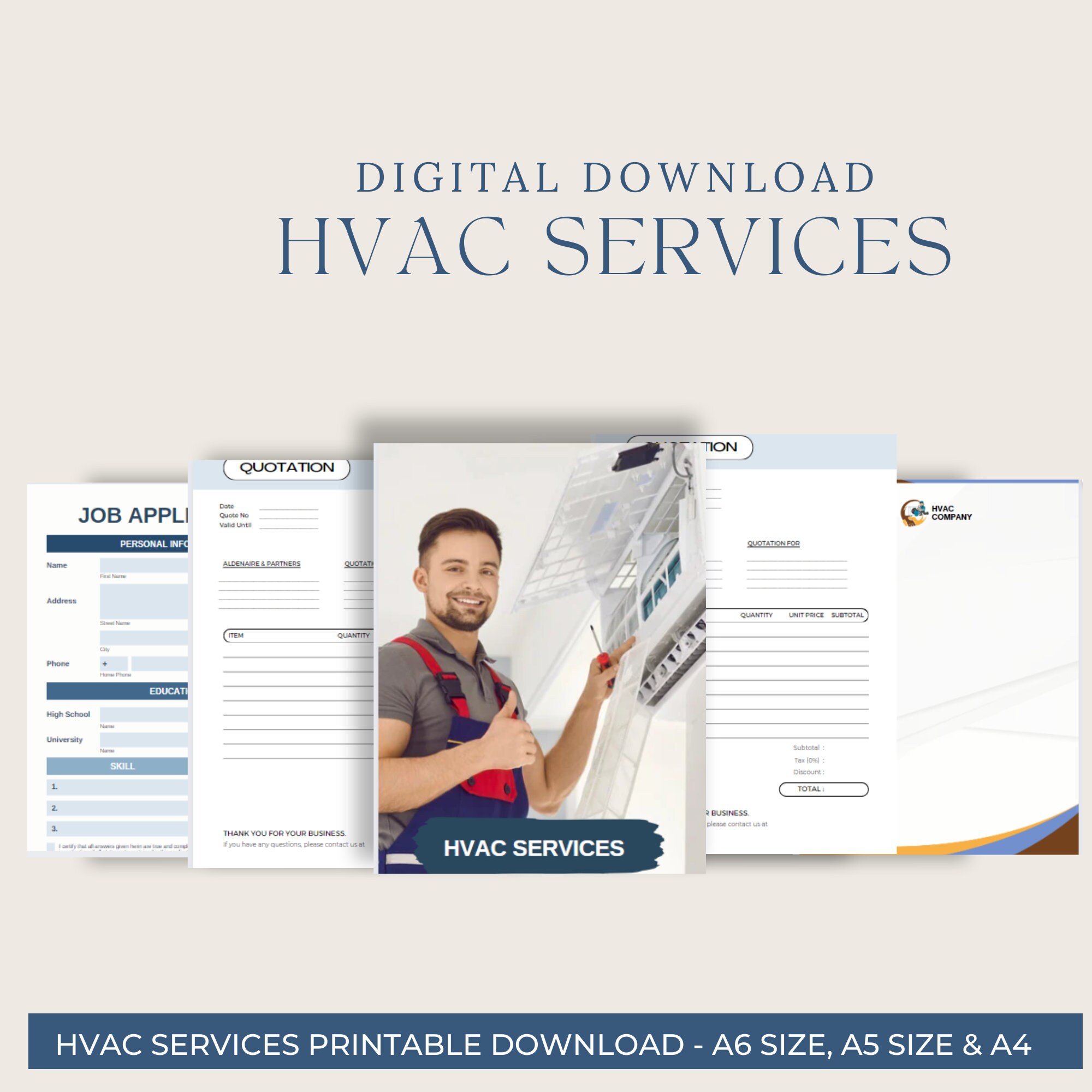 HVAC Job Application and Quotation Document Template, Professional HVAC ...