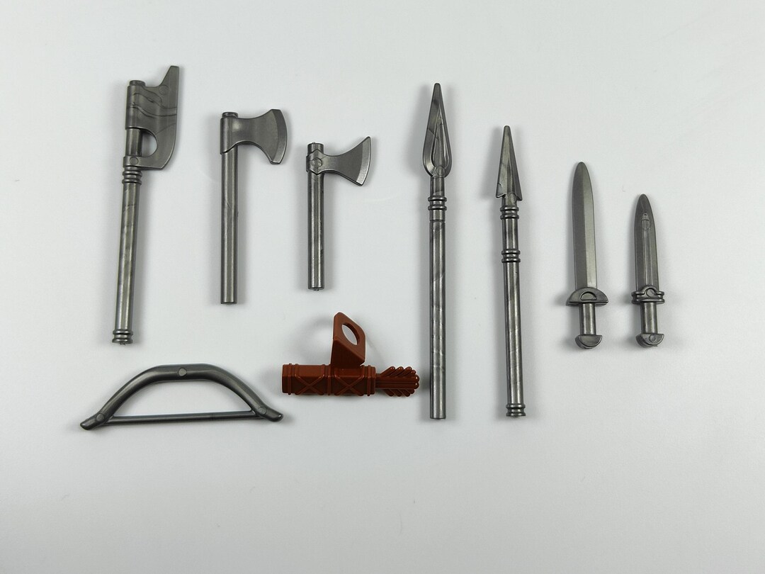 Rohirrim Weapon Set for Minifigures Custom Medieval Sword, Axe, Spear ...