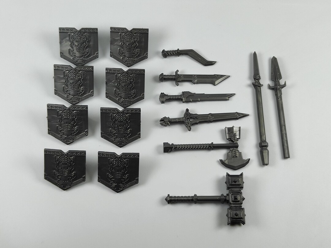 Dwarven Weapon and Shield Set for Minifigures Custom Hammers, Axes ...