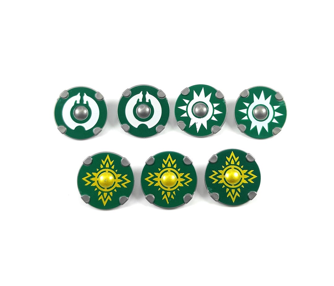 Rohirrim Shield Set for Minifigures Custom Green and Gold Round Shields ...