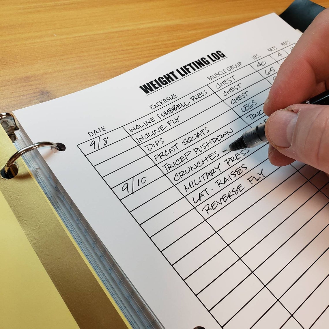 Weightlifting Log, Easy Weight Training Worksheet, Printable, Instant ...