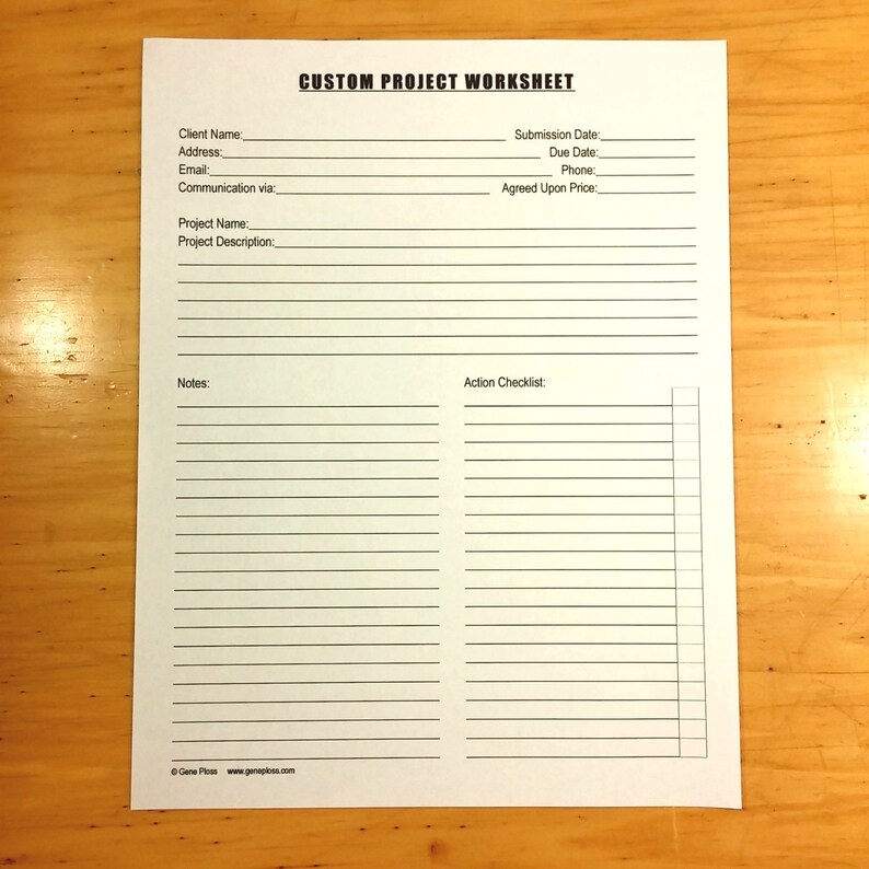 Freelance Custom Project Worksheet, DIY Printable, Instant Download ...