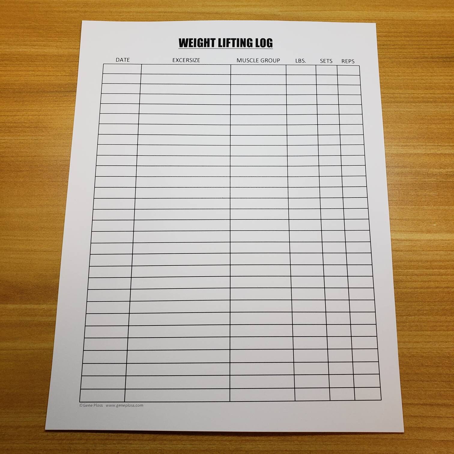 Weightlifting Log, Easy Weight Training Worksheet, Printable, Instant ...