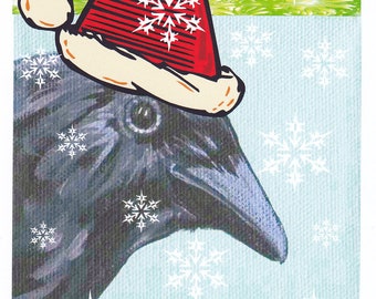 Raven christmas card | Etsy