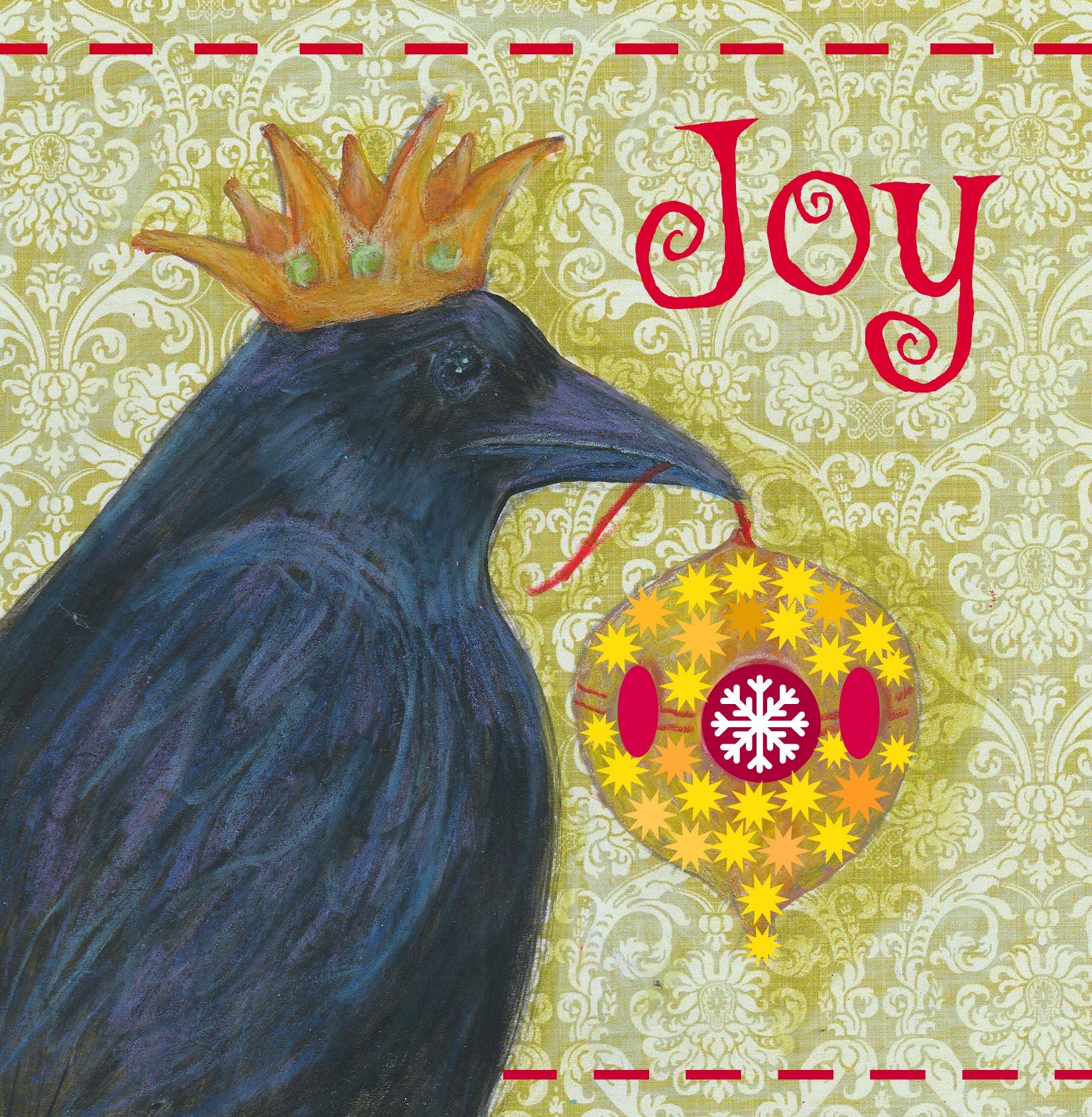 Raven Christmas card Joy | Etsy