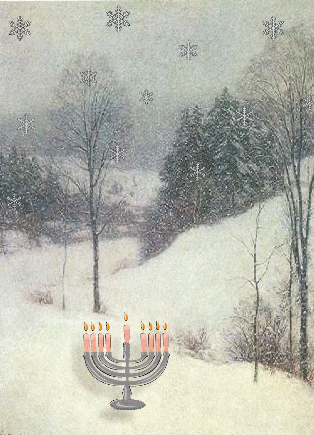 Menorah Blessings Blank Chanukah Card Gorgeous Scene - Etsy