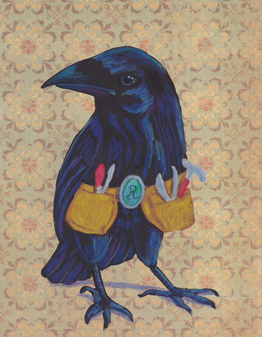 Smart Raven Greeting Card - Etsy