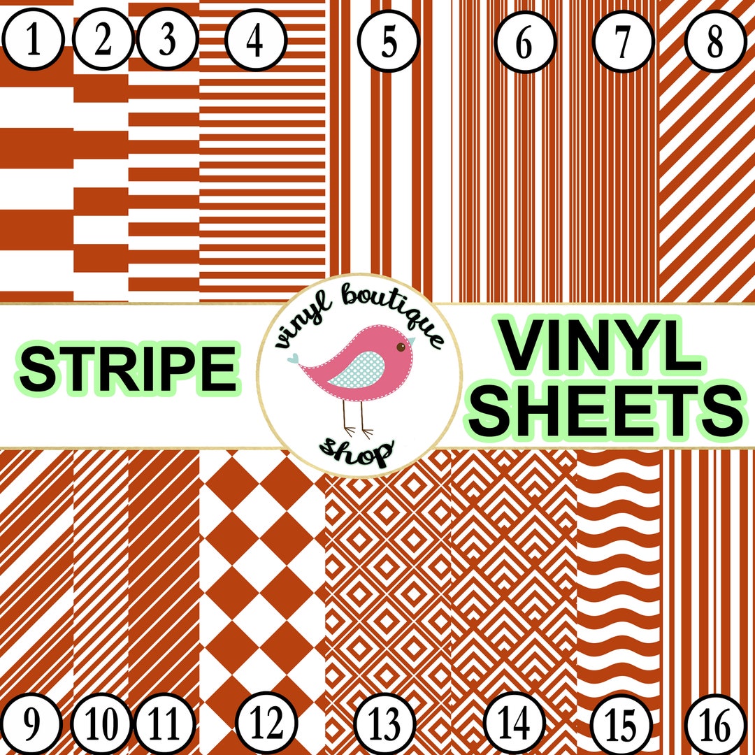Stripe Vinyl Sheet Rustic Orange Geometric Print Adhesive Vinyl Heat ...