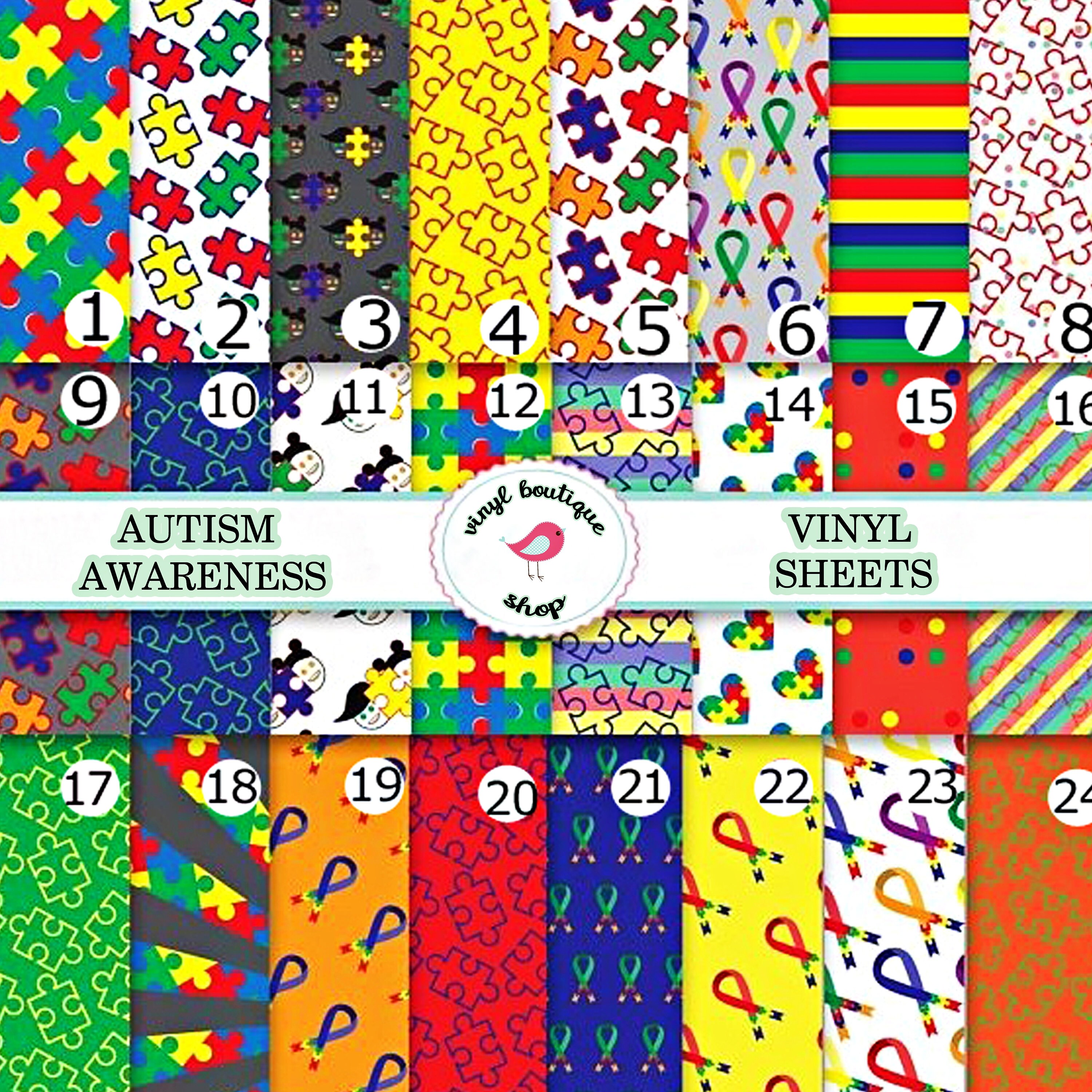 Autism Awareness Vinyl Sheet Geometric Print Adhesive Vinyl | Etsy