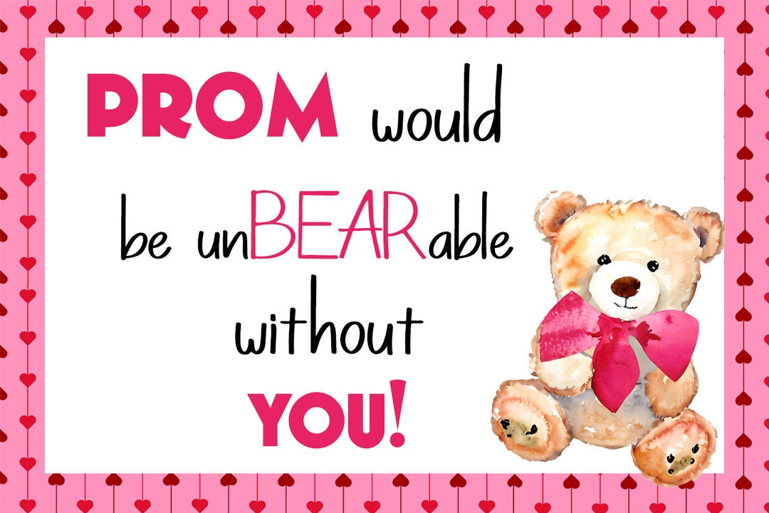 Prom Would Be Unbearable Ask Prom Proposal Sign, Personalized Prom ...