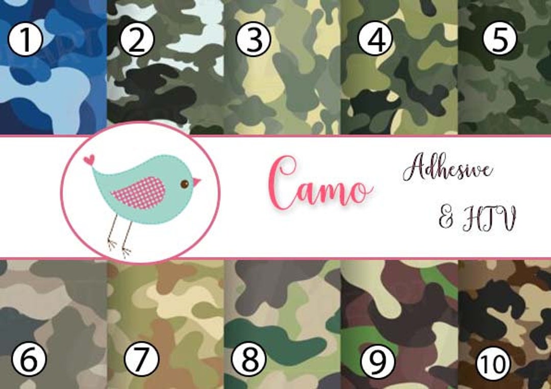 Camo Camoflauge Army Sheets Print Adhesive Vinyl Heat Transfer Craft ...